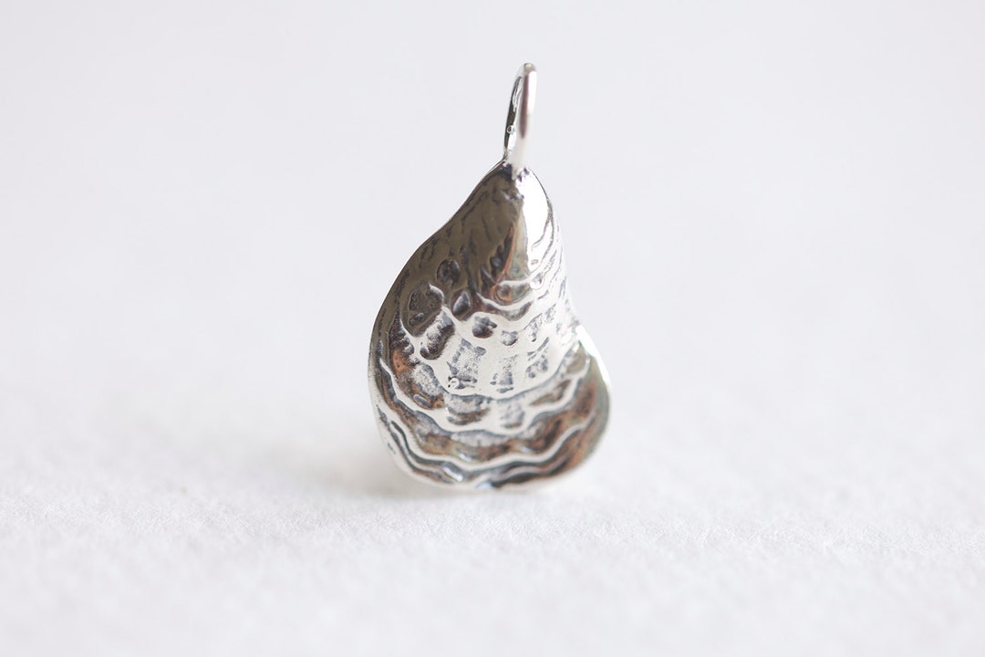 Sterling Silver Oyster Shell Charm 01 - 925 Sterling Silver, Sea Life ...