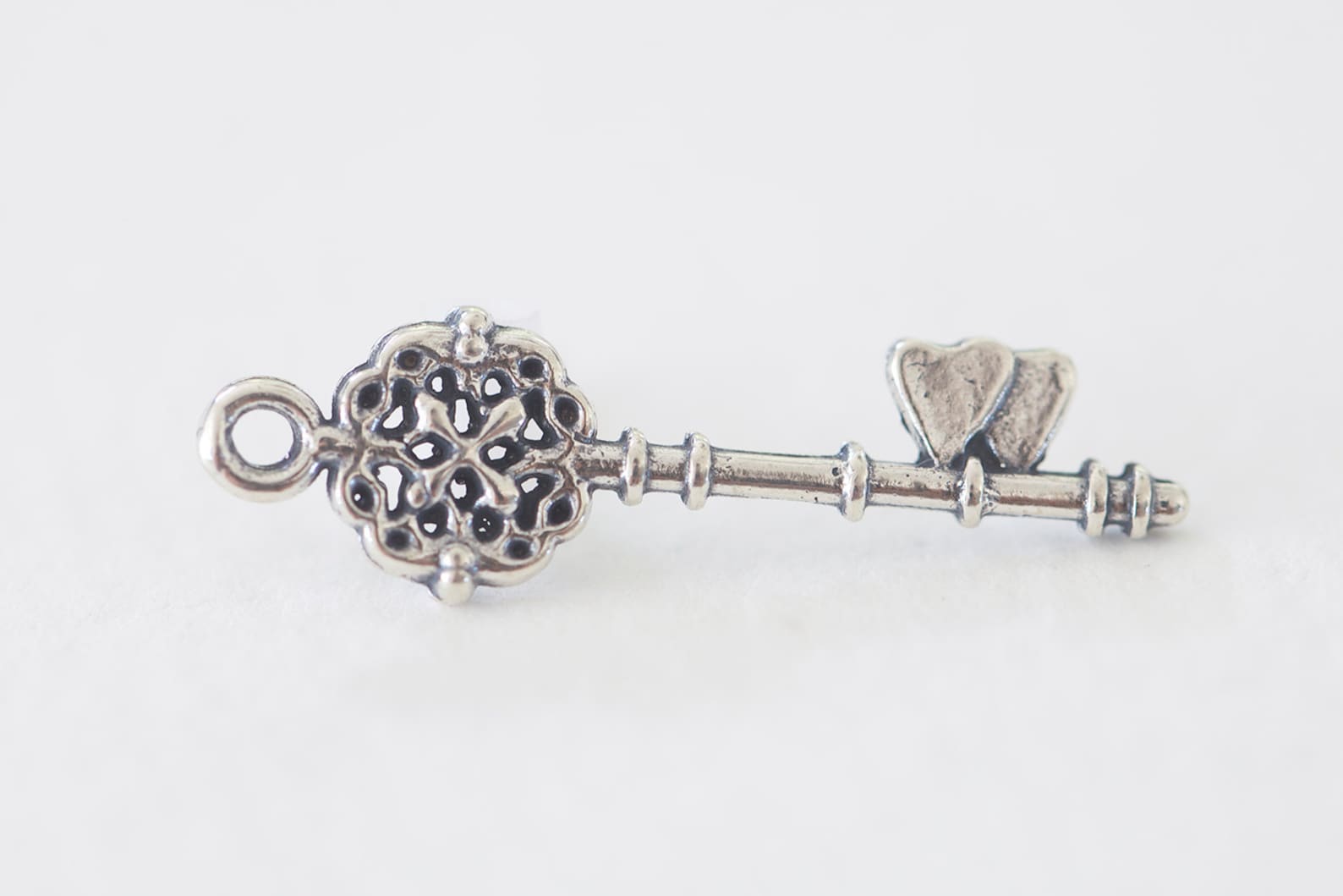 Sterling Silver Small Filigree Key Charm 925 Silver Key With - Etsy