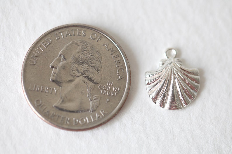 Sterling Silver Shell Charm 08 sea life nautical beach | Etsy