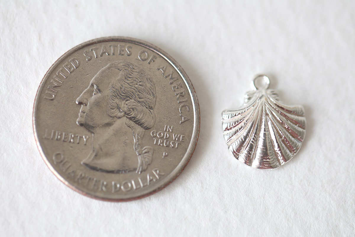 Sterling Silver Shell Charm 08 sea life nautical beach | Etsy
