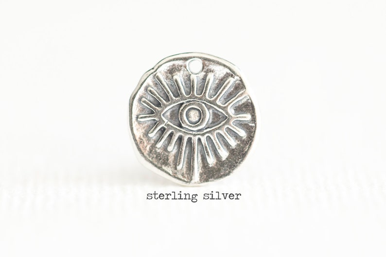 Small Evil Eye Circle Disc Charm 18k Gold Plated Vermeil or - Etsy