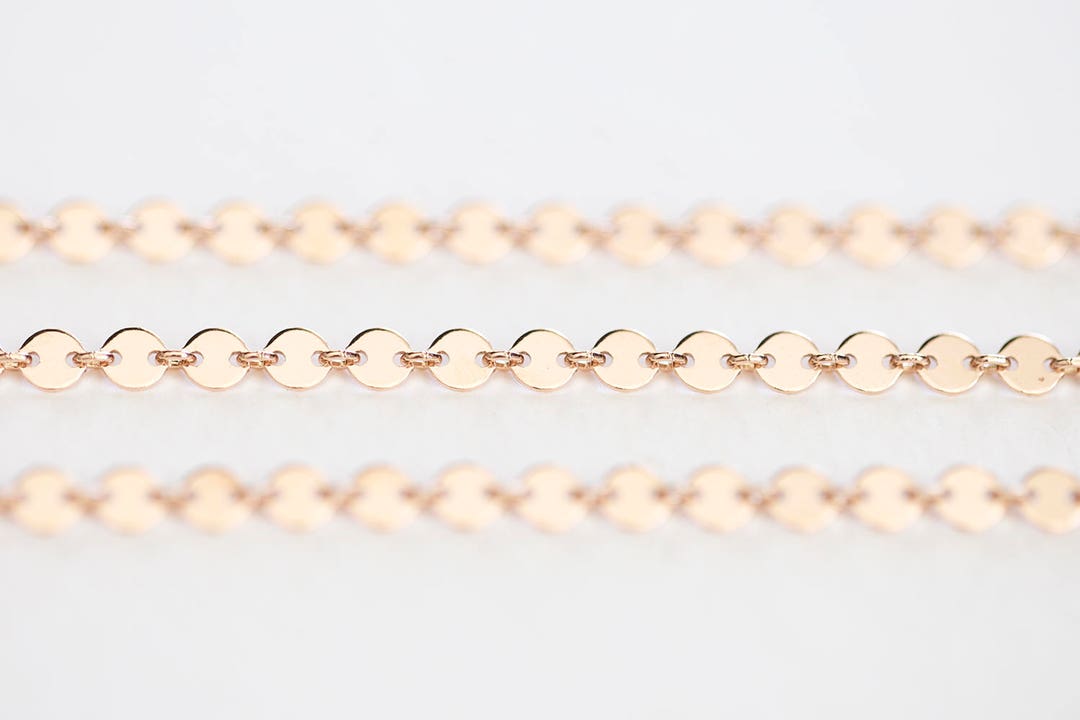14k Rose Gold Filled Round Disc Circle Chain - 1 Foot 14k Rgf 4mm ...