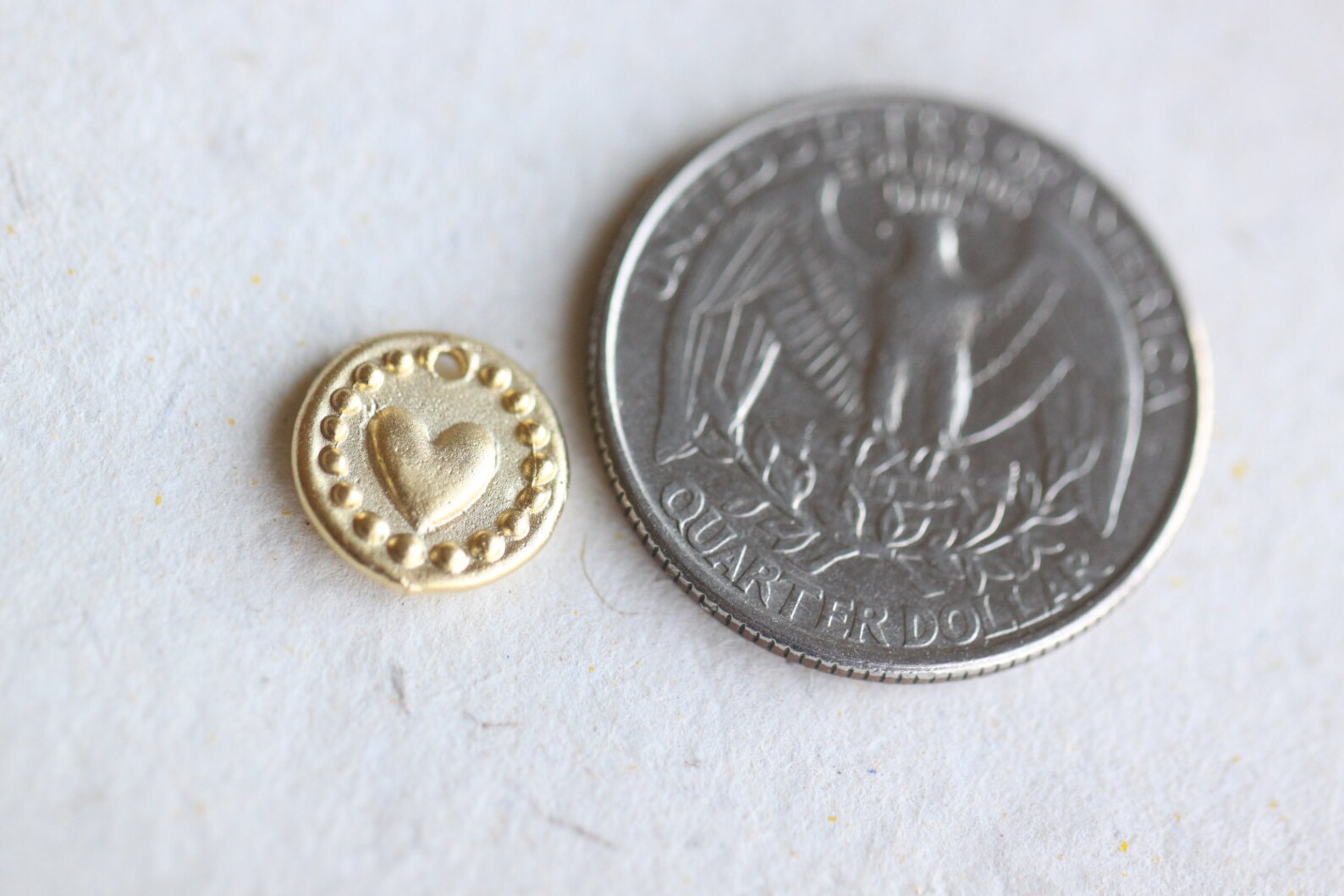 Gold Heart Disc Tag Charm Vermeil 18k Gold Plated Over - Etsy