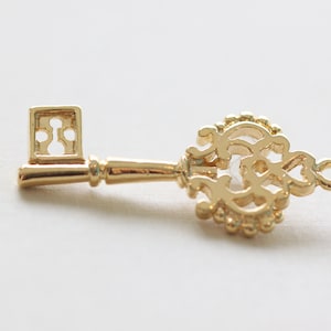 Large Vermeil Gold Key Charm - Gold Plated Over Sterling Silver Large ...