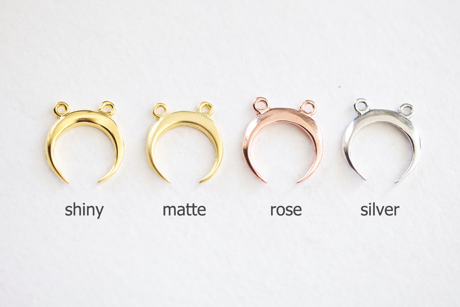 Shiny Vermeil Gold Crescent Moon Horn Connector Charm 18k | Etsy