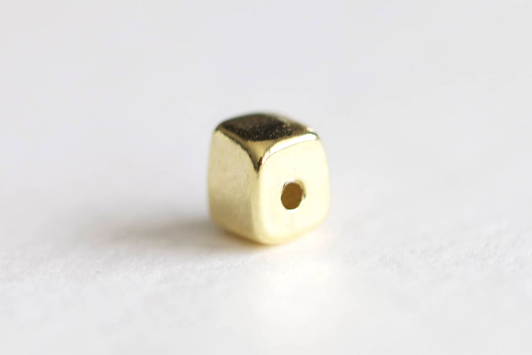 Vermeil Gold Cube Charm 6mm X 5mm Rectangle Square Cube With Side ...