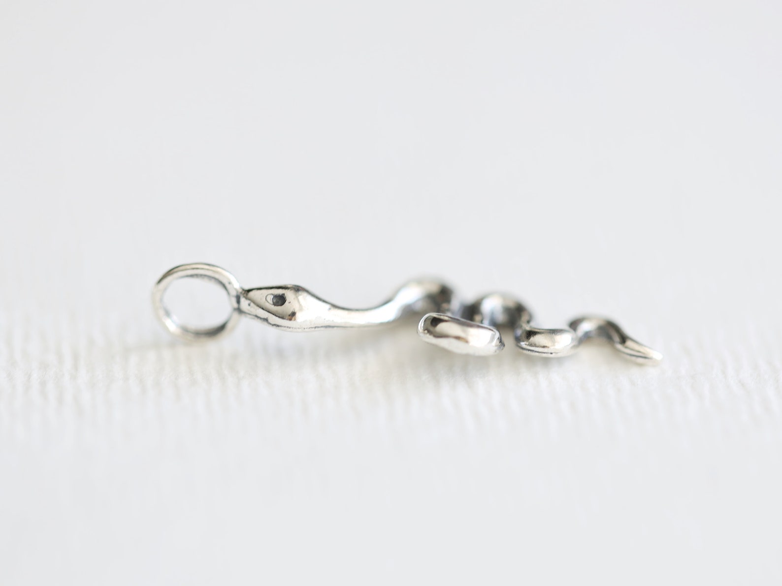 Vermeil Gold or Sterling Silver Snake Charm - Yellow Gold Serpent ...
