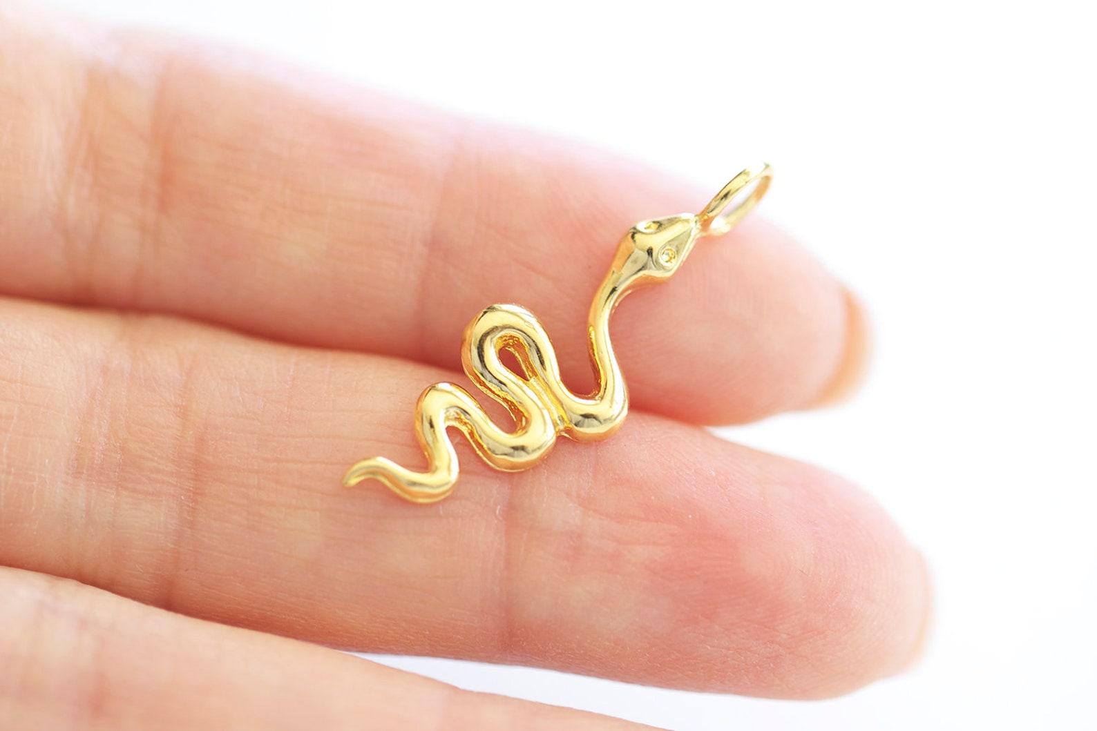 Vermeil Gold or Sterling Silver Snake Charm - Yellow Gold Serpent ...