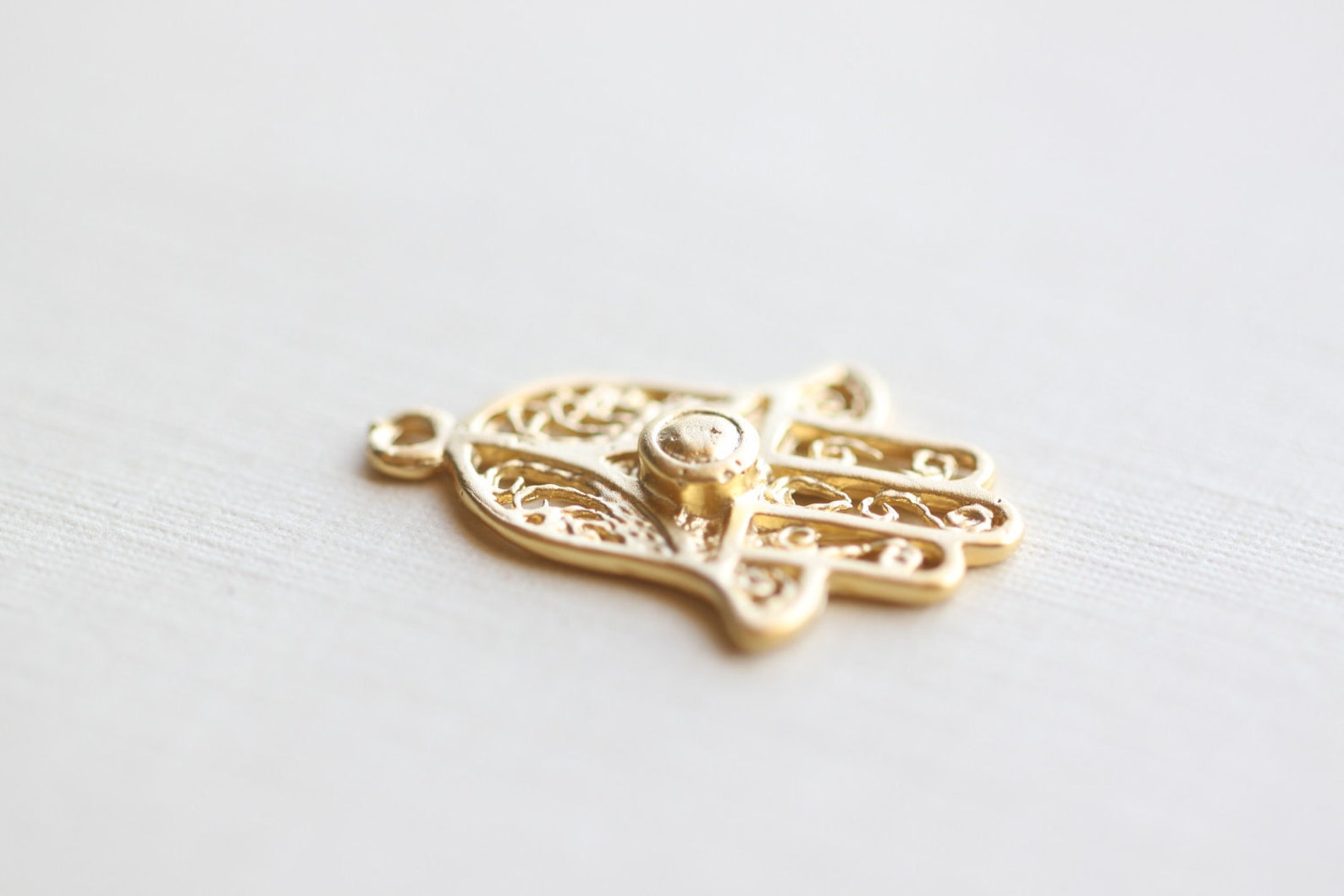 Hamsa Hand Gold Charm - 18k Gold Plated Over Sterling Silver, Vermeil ...