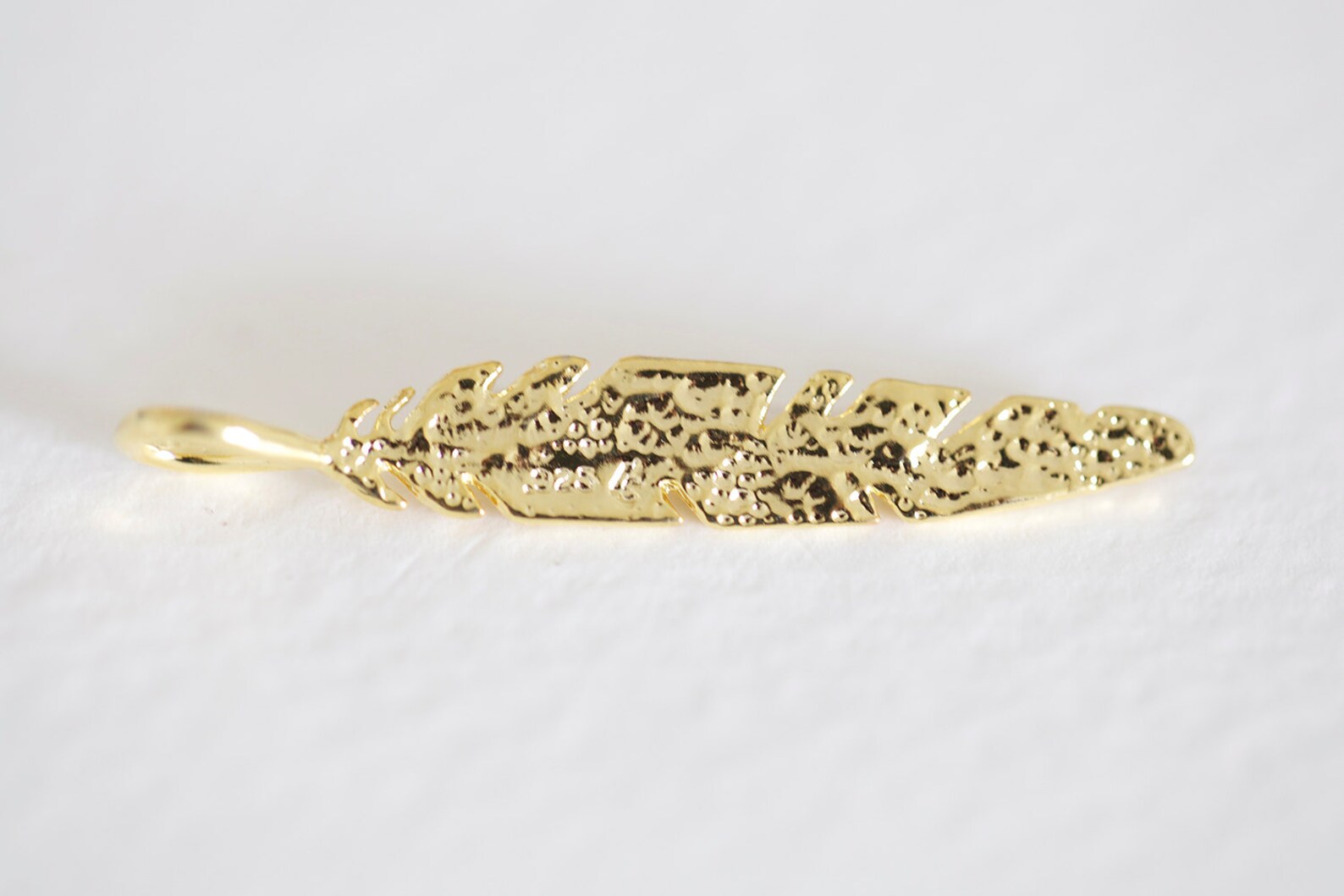 Vermeil Gold Feather Charm 03 tribal gold plated sterling | Etsy