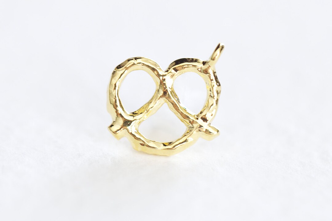 Vermeil Gold Pretzel Charm - 18k Gold Over 925 Silver Twisted Knot ...