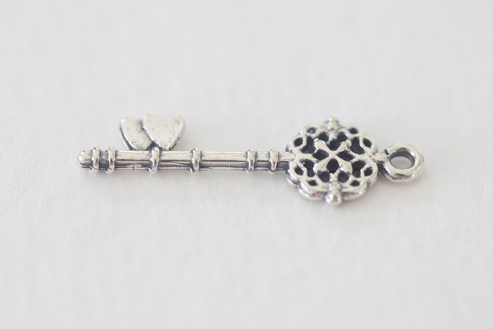 Sterling Silver Small Filigree Key Charm 925 Silver Key With - Etsy