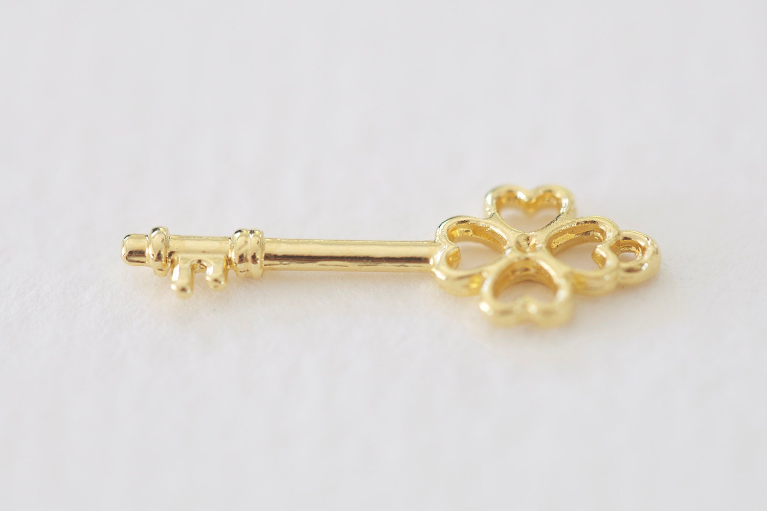 Gold Four Leaf Clover Key Charm Vermeil Gold Lucky - Etsy