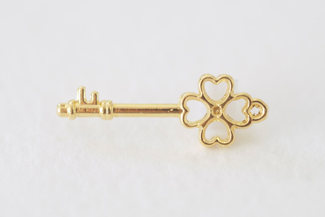 Gold Four Leaf Clover Key Charm Vermeil Gold Lucky - Etsy