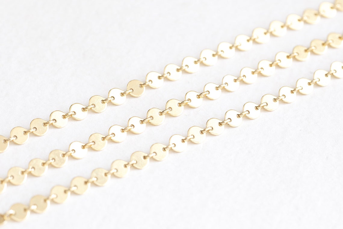 14k Gold Filled Round Disc Circle Chain 1 Foot 4mm - Etsy
