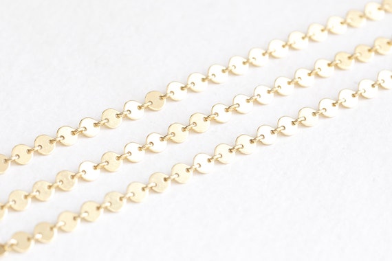 14k Gold Filled Round Disc Circle Chain 1 Foot 4mm - Etsy