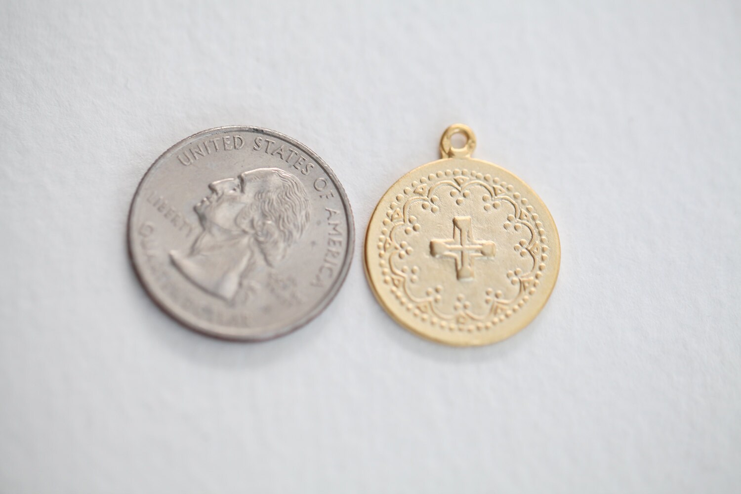 Vermeil Gold Round Cross Pendant 18k Gold Plated Over | Etsy