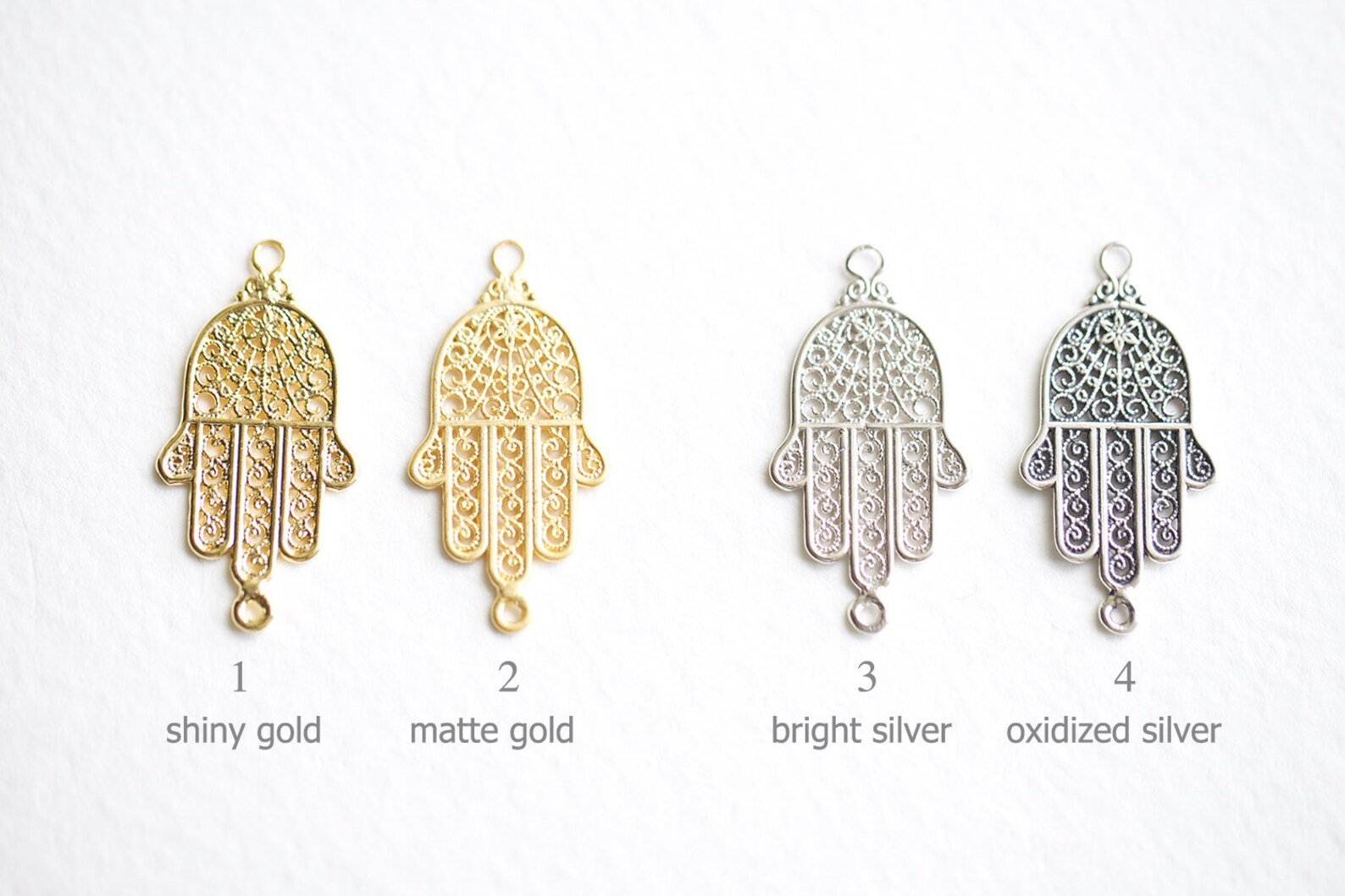 Large Vermeil Hamsa Hand Connector Gold Plated Over Sterling Silver 1 ...