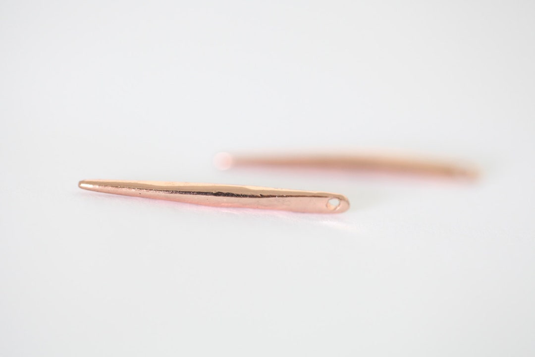 Rose Gold Small Skinny Needle Spike Pendant - Pink Gold Plated Over ...