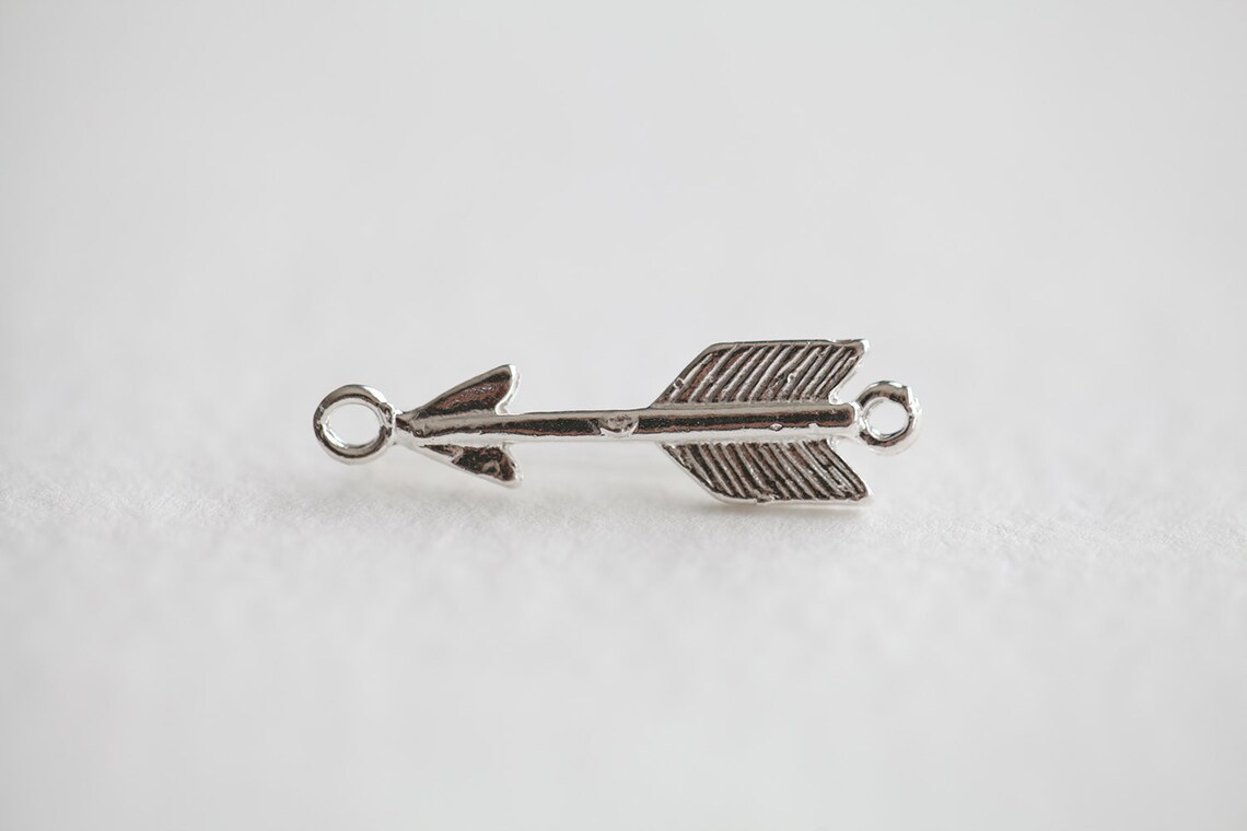 Sterling Silver Arrow Connector Charm - 925 Silver Arrow With Feather ...