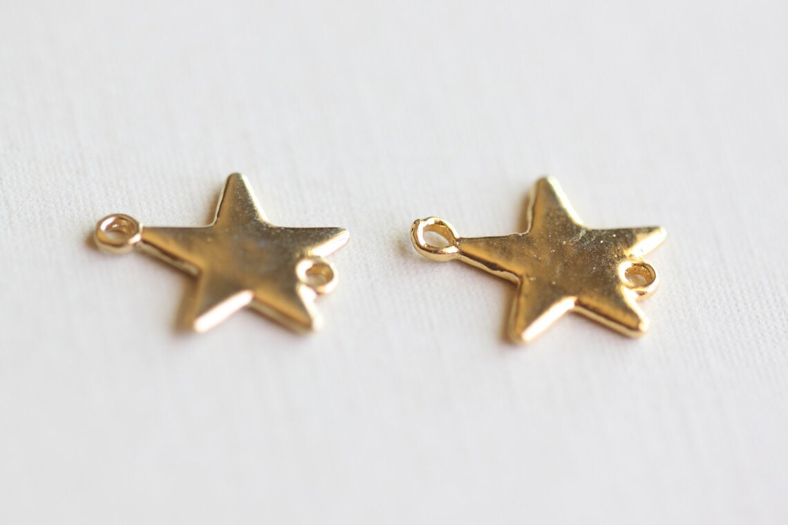 Shiny Gold Star Connector 01 - Vermeil Gold Link Charms, 11mm, Shiny ...