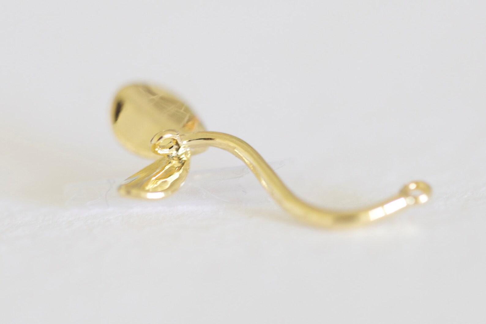 Vermeil Gold Small Sprout Charm Connector - 1 Pair Skinny Sprout Charm ...