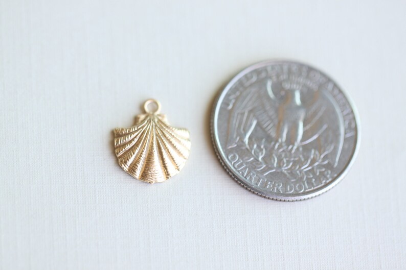 Vermeil Gold Shell Charm 08 sea life nautical beach charm | Etsy