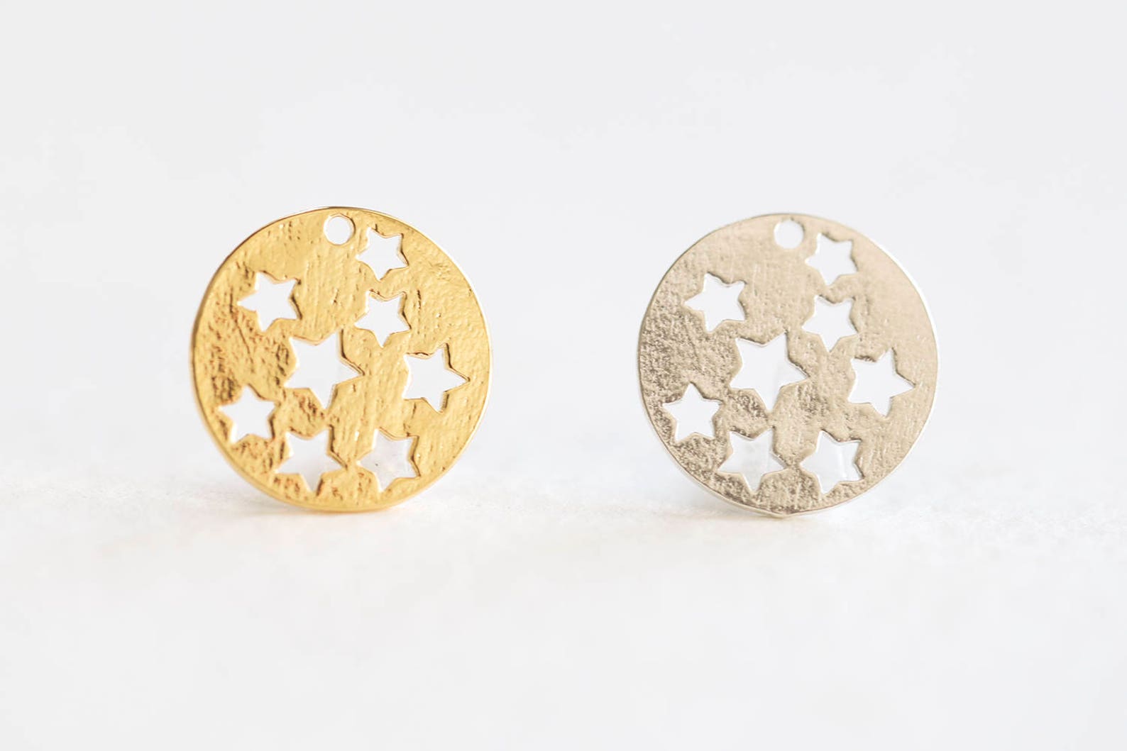 Star Circle Connector Charm - Vermeil Gold or Sterling Silver 15mm ...