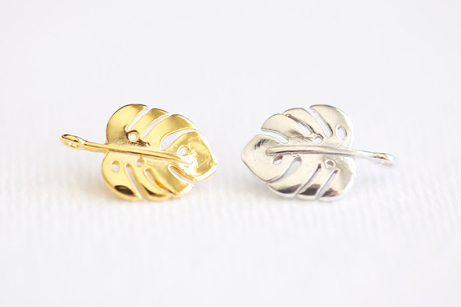 Monstera Leaf Charm 01 Vermeil Gold or Sterling Silver Swiss | Etsy