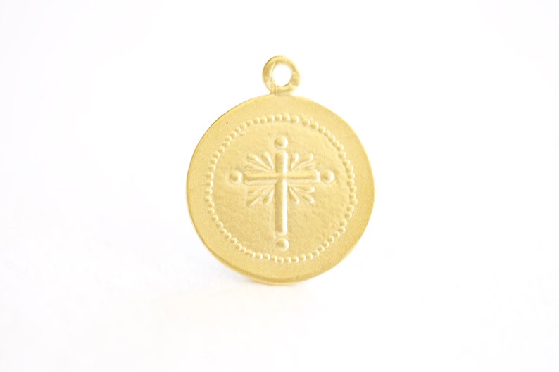 Vermeil Gold Round Cross Pendant 18mm 18k Gold Plated Over | Etsy
