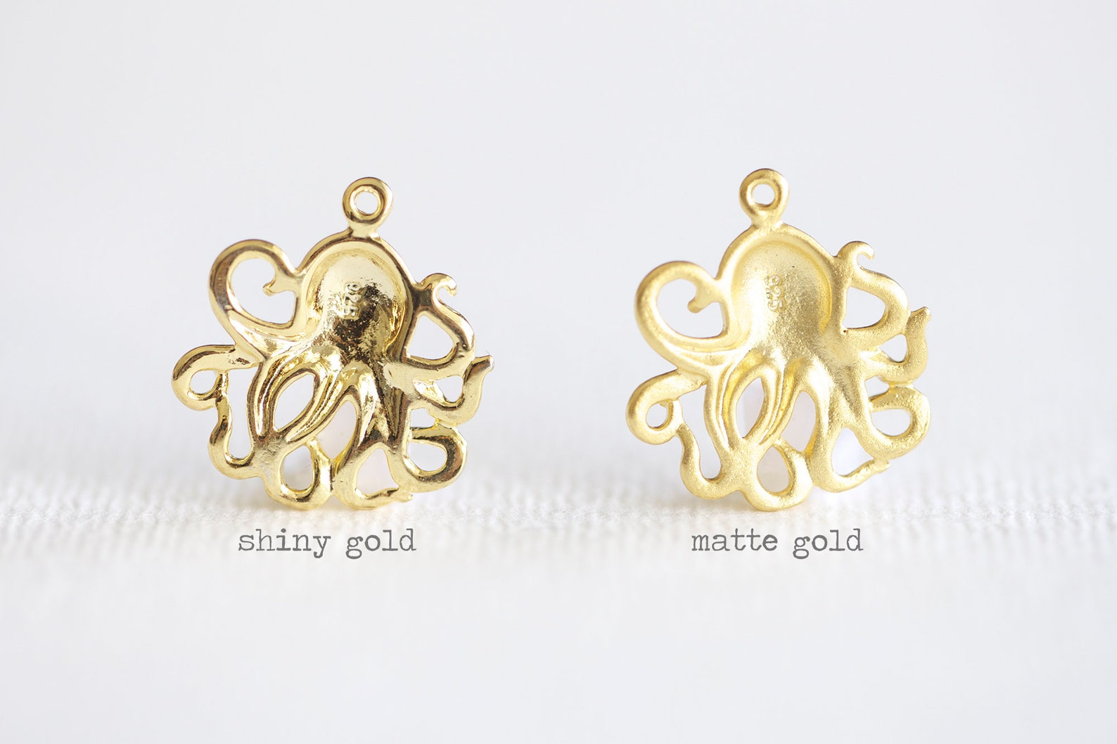 Vermeil Gold Octopus Charm - 18k Gold Plated Over 925 Sterling Silver ...
