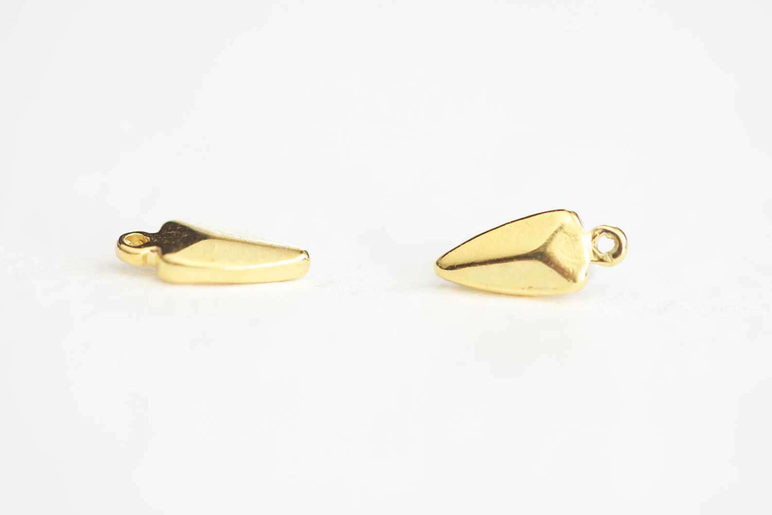 Vermeil Gold Tiny Shield Beads - Gold Arrowhead Charms, Dainty Small ...
