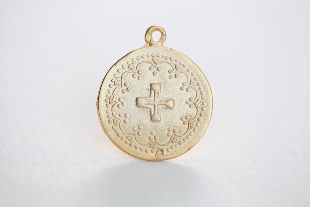 Vermeil Gold Round Cross Pendant 18k Gold Plated Over Sterling Silver ...