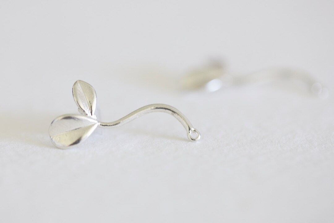 Sterling Silver Small Sprout Charm Connector - 1 Pair Skinny Sprout ...