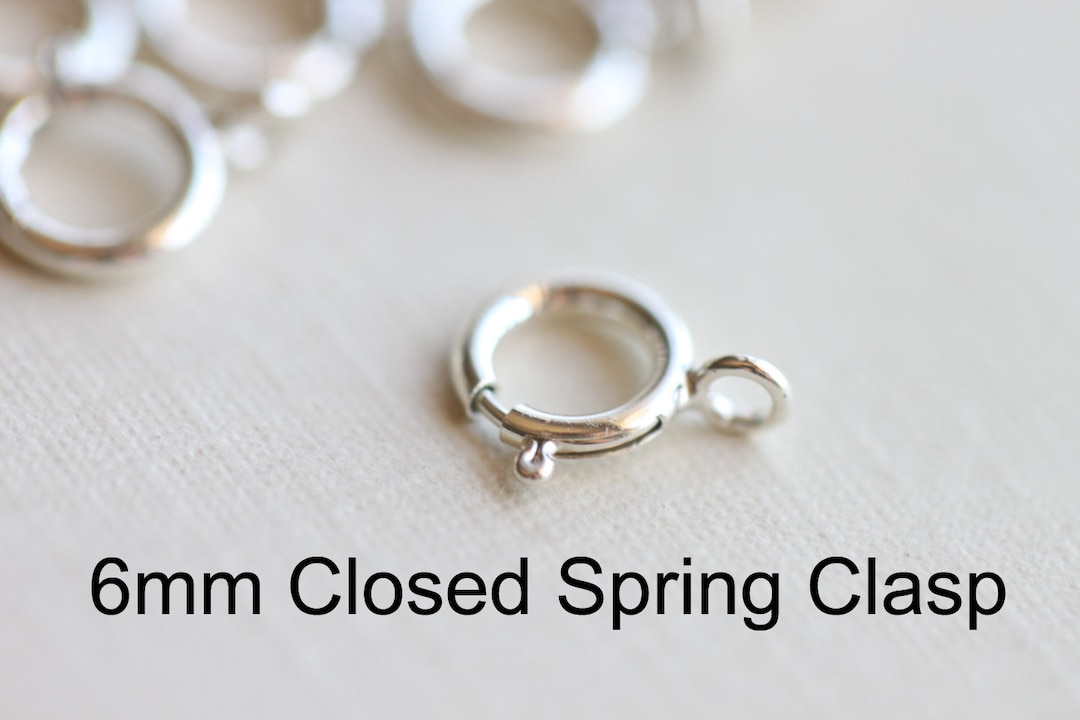 925 Sterling Silver 6mm Spring Clasp - Closed Soldered Spring Ring ...