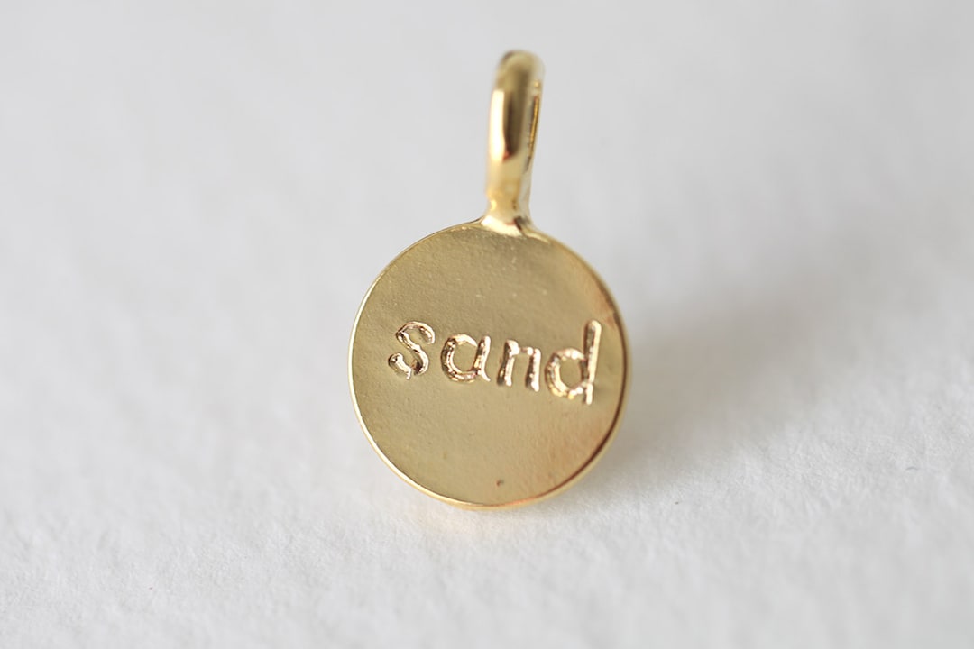 Gold Sand Tag - Vermeil Gold "sand" Round Disc Charm Pendant, Aloha ...