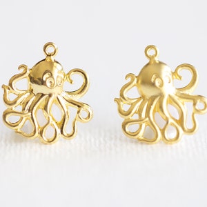 Vermeil Gold Octopus Charm - 18k Gold Plated Over 925 Sterling Silver ...