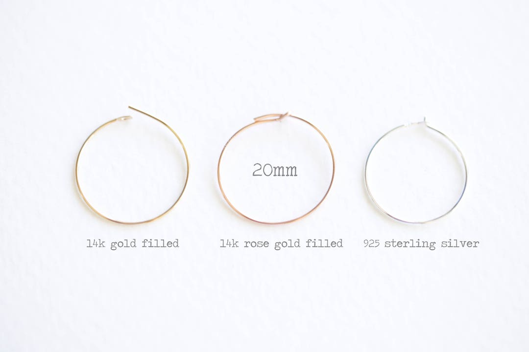 20mm 14k Gold Filled, 14k Rose Gold Filled, or Sterling Silver Hoops ...