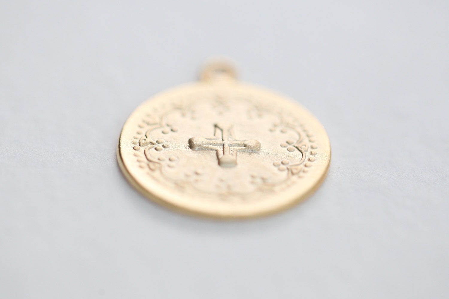 Vermeil Gold Round Cross Pendant 18k Gold Plated Over | Etsy