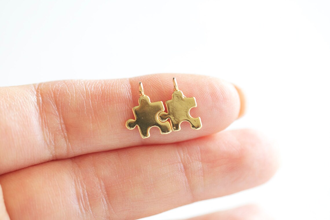 Vermeil Gold Tiny Jigsaw Puzzle Charm Teeny Tiny | Etsy