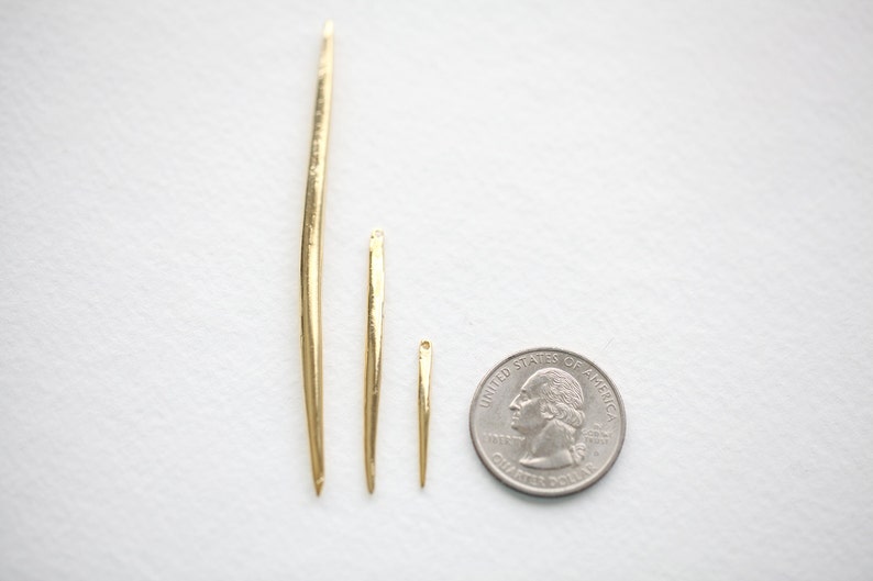 2 PCS Small Skinny Vermeil Needle Spike Pendant - Gold Plated Over ...