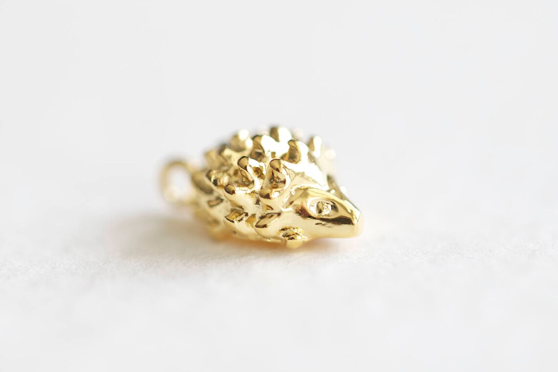 Vermeil Gold Hedgehog Charm - 18k Gold Plated Over 925 Sterling Silver ...