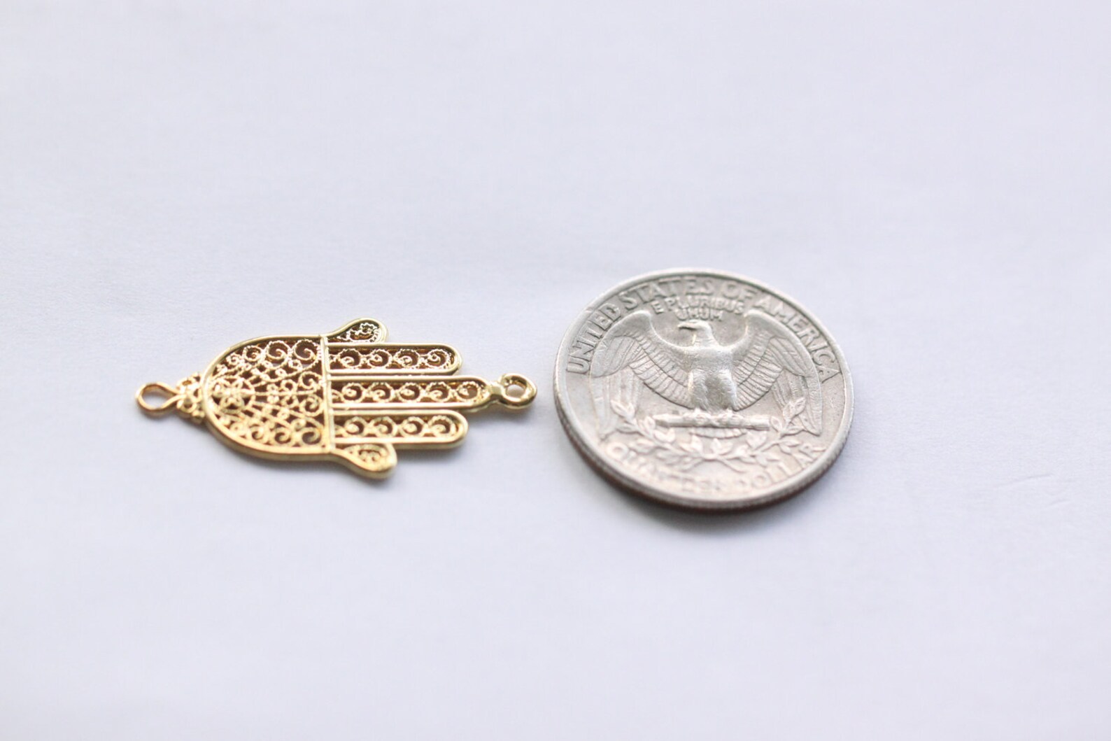 Large Vermeil Hamsa Hand Connector Gold Plated Over Sterling Silver 1 ...