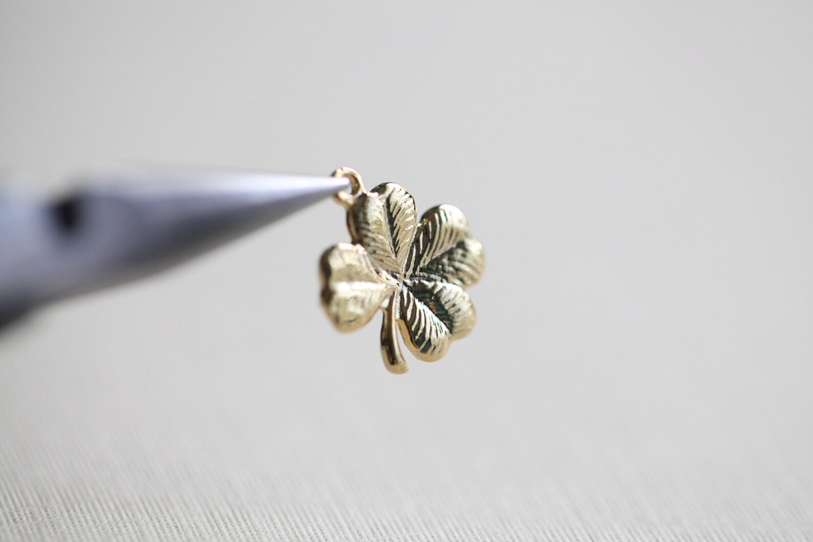 Gold Lucky Clover Charm 02 Vermeil Gold Plated Over Sterling - Etsy
