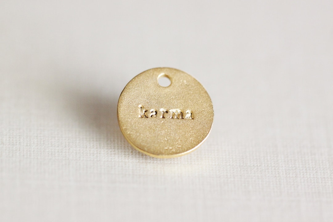 1 Piece Karma Gold Vermeil Circle Disc Charm - 11mm Gold Plated Over ...