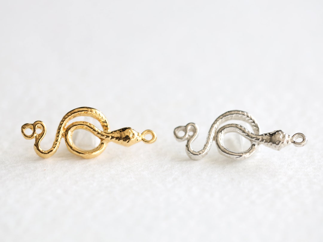 Snake Connector Charm - Yellow Vermeil Gold or Sterling Silver Serpent ...