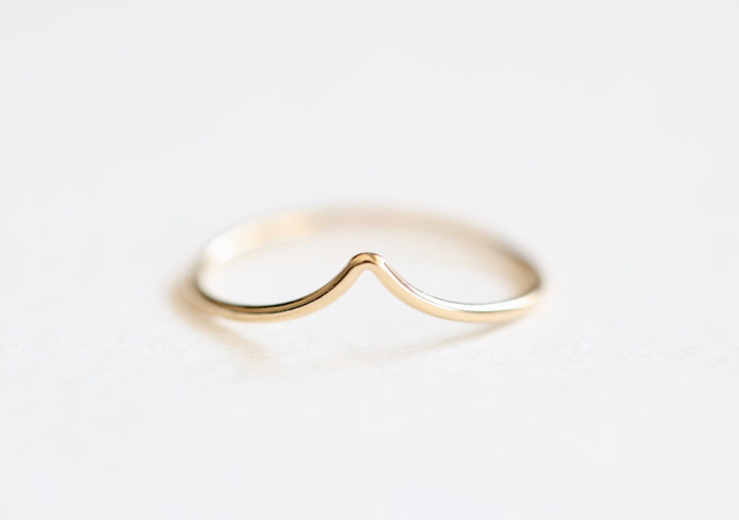 14K Gold Filled Chevron Ring - 1 Piece Yellow Gold Filled 14kgf Thin Everyday Simple Ring ...