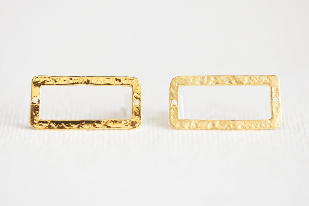 Vermeil Gold Hammered Open Rectangle Connector - 18k Gold Plated ...