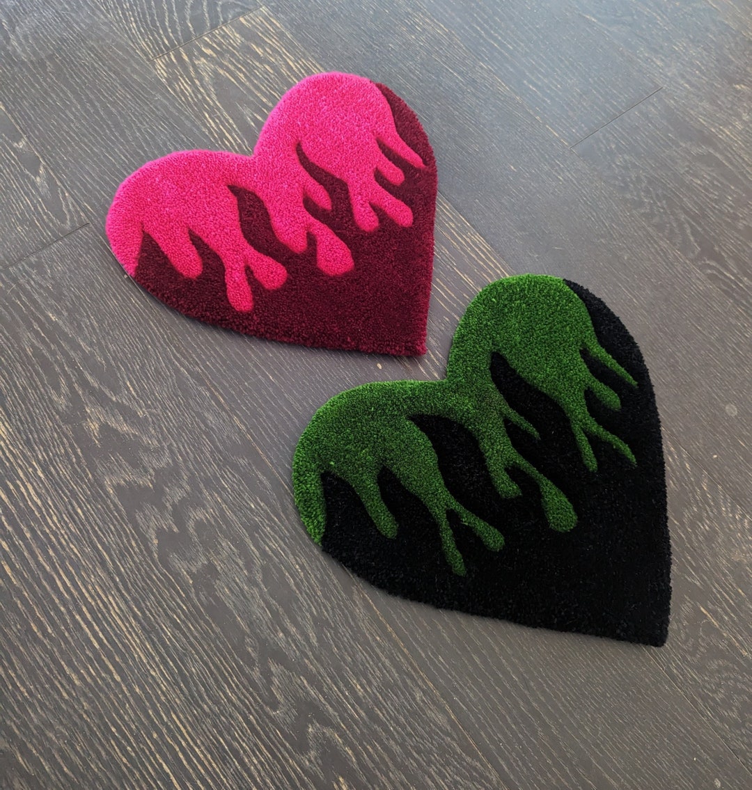 Small Flaming Heart Handmade Tuft Rug MULTIPLE COLORS AVAILABLE - Etsy