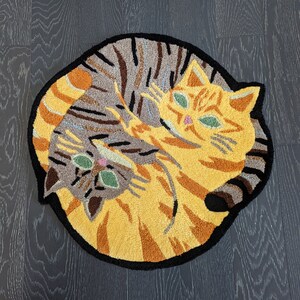 Custom Yin Yang Cats Tuft Rug - Handmade Pet-themed Area Rug for Cat ...